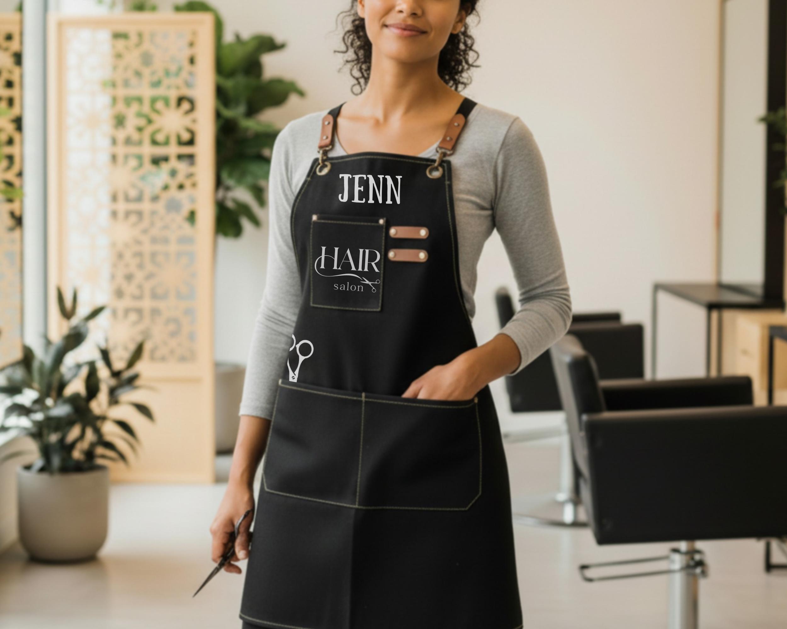 Hair Dresser Apron With Pockets Hairstylist Custom Apron for Barber ...