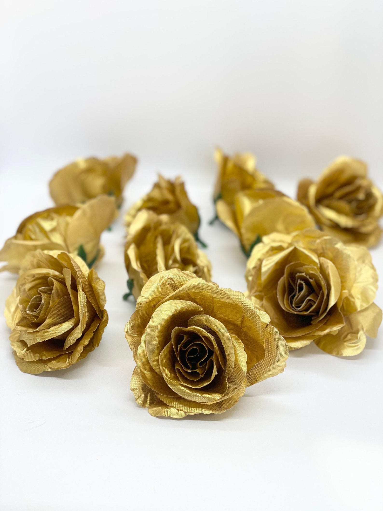 3.5" Metallic Gold Artificial Flower Gold Wedding Decor Gold Silk ...