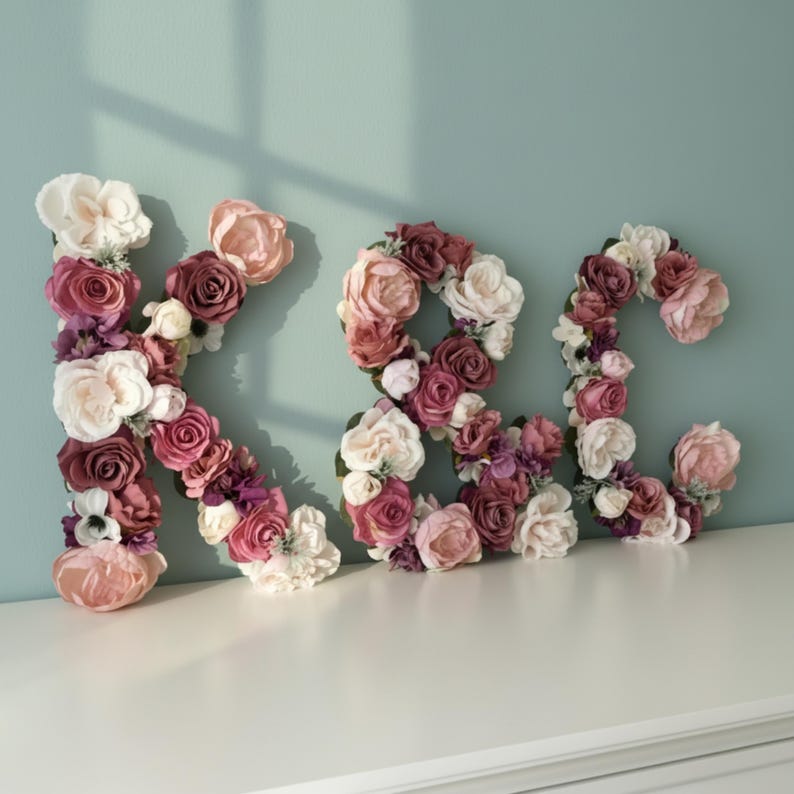 Wedding Monogram Floral Monogram Flower Monogram Wedding Letter Floral ...