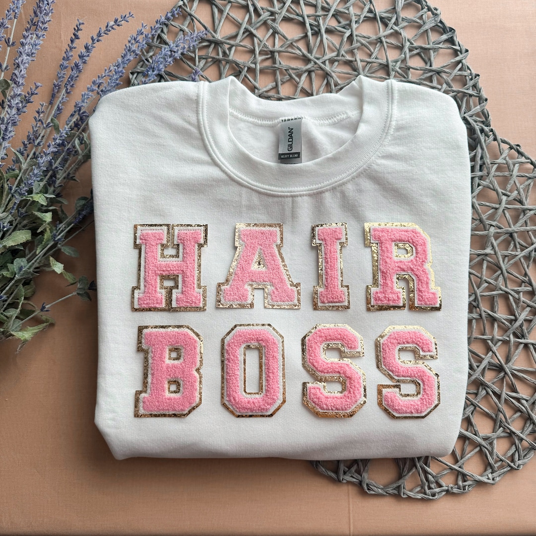 Chenille Letter HAIR BOSS Sweatshirt Hairstylist Crewneck Hairstylist ...