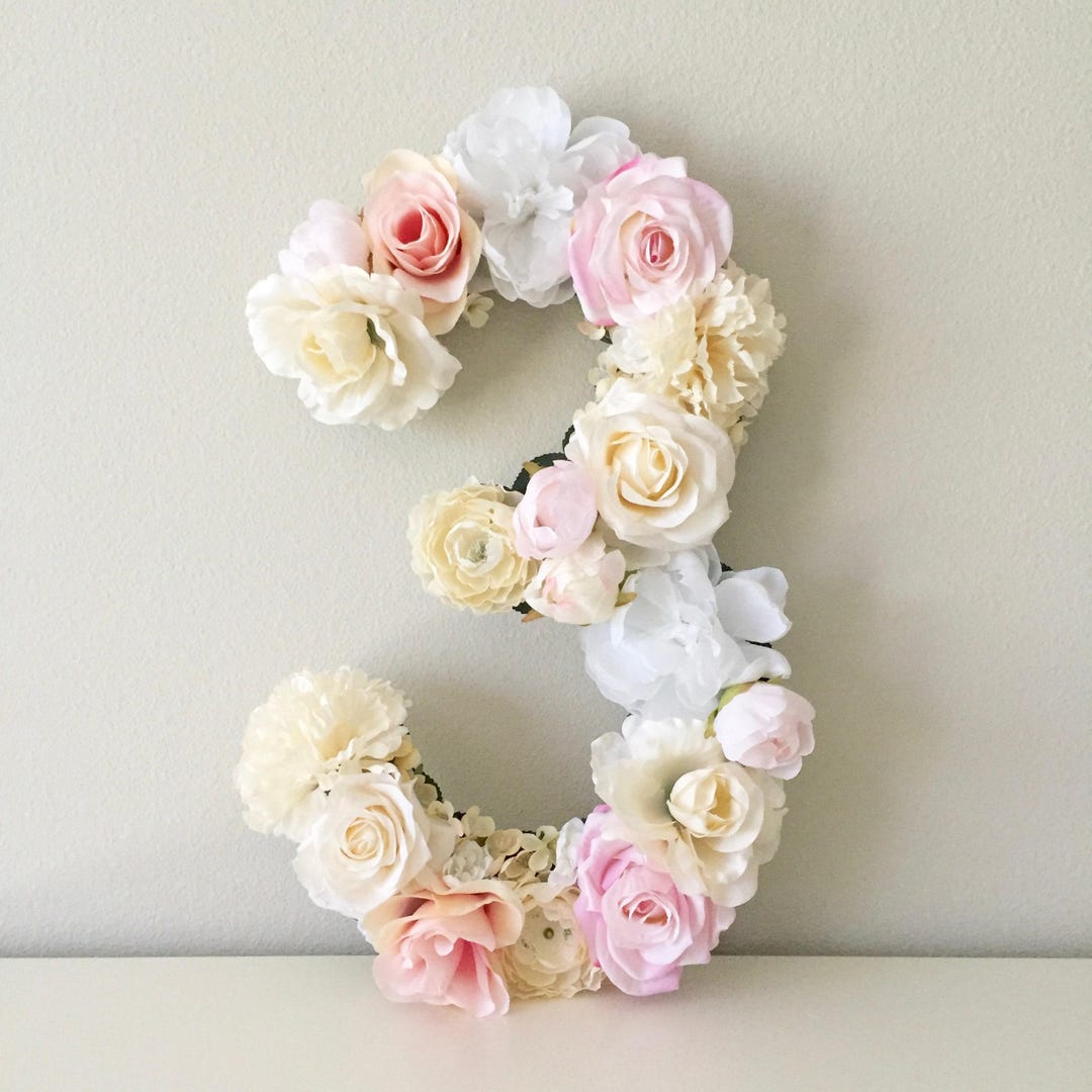 Flower Number Rose Gold Birthday Number Flower Birthday Floral Number ...