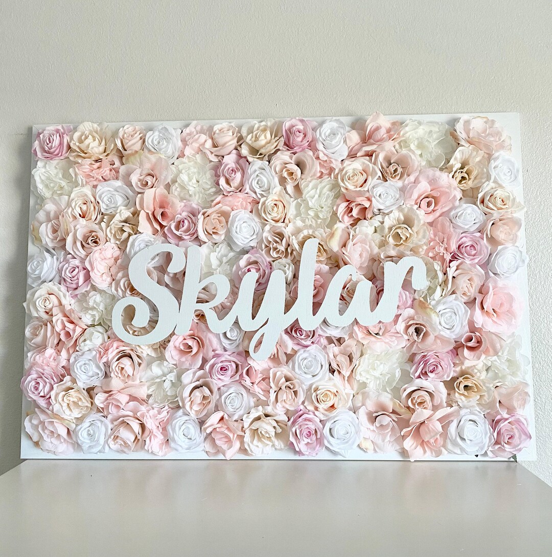 Neutral Boho Nursery Decor Flower Wall Art Shabby Chic Nursery Letters ...