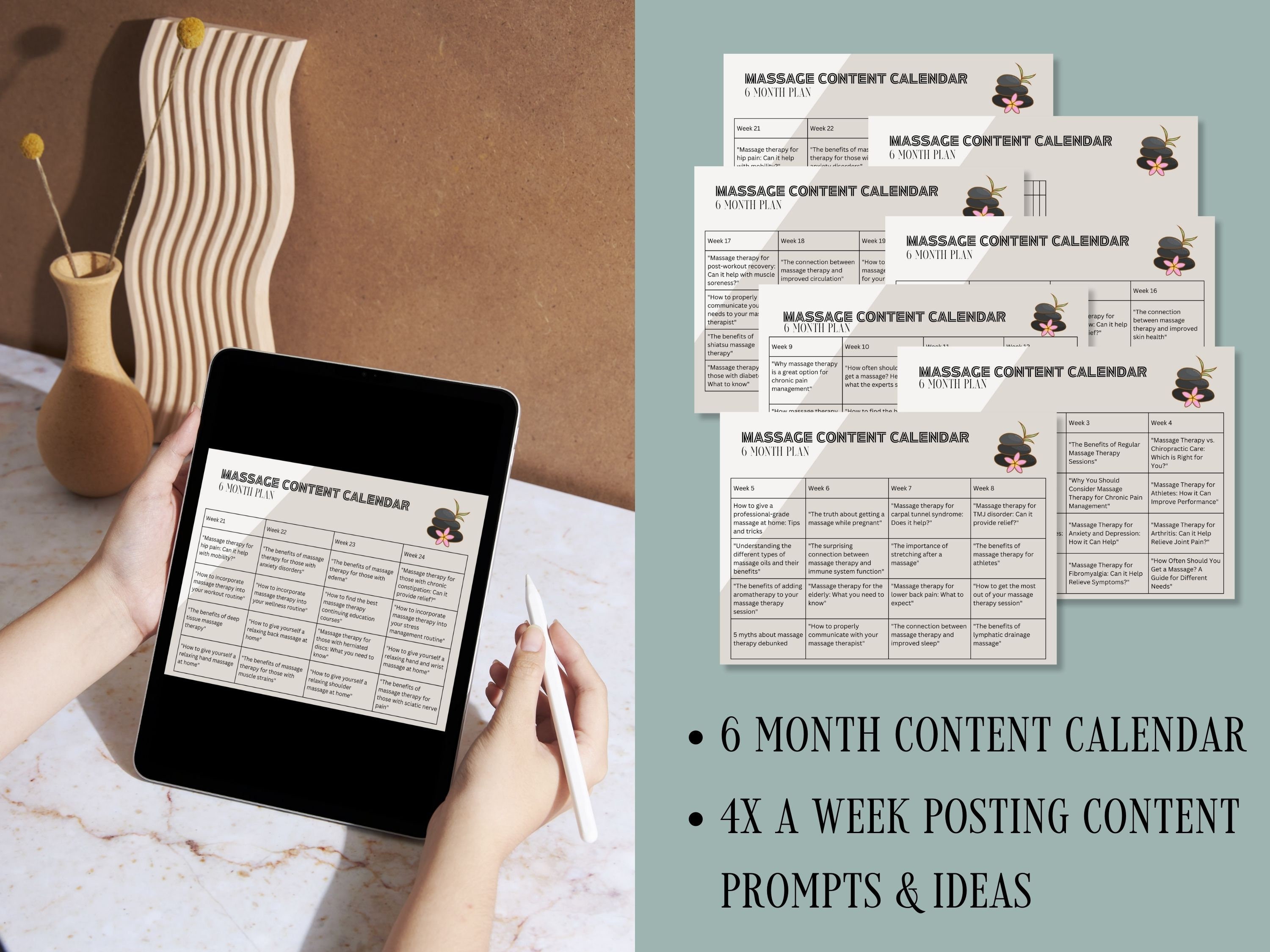 Massage Therapist Content Planning Calendar Massage Therapy Content ...