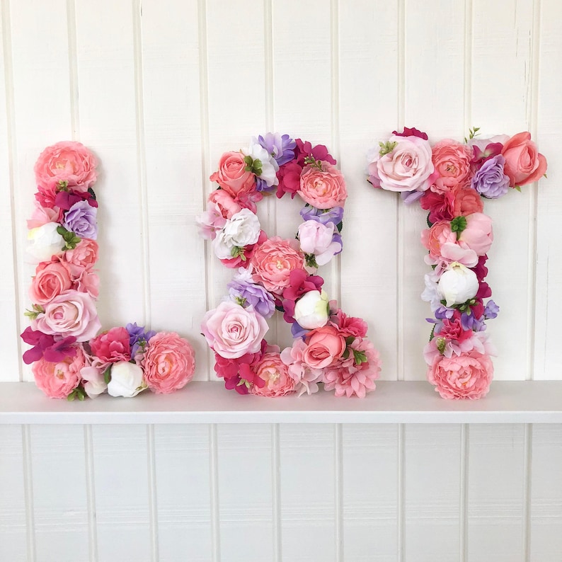 Wedding Monogram Floral Monogram Flower Monogram Wedding Letter Floral ...