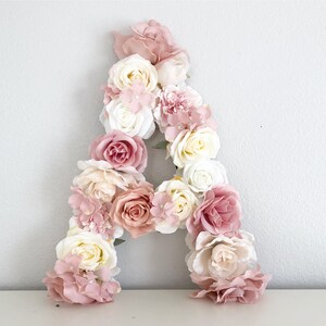 Rose Gold Nursery Decor Baby Name Decor Floral Letter Flower Letter ...