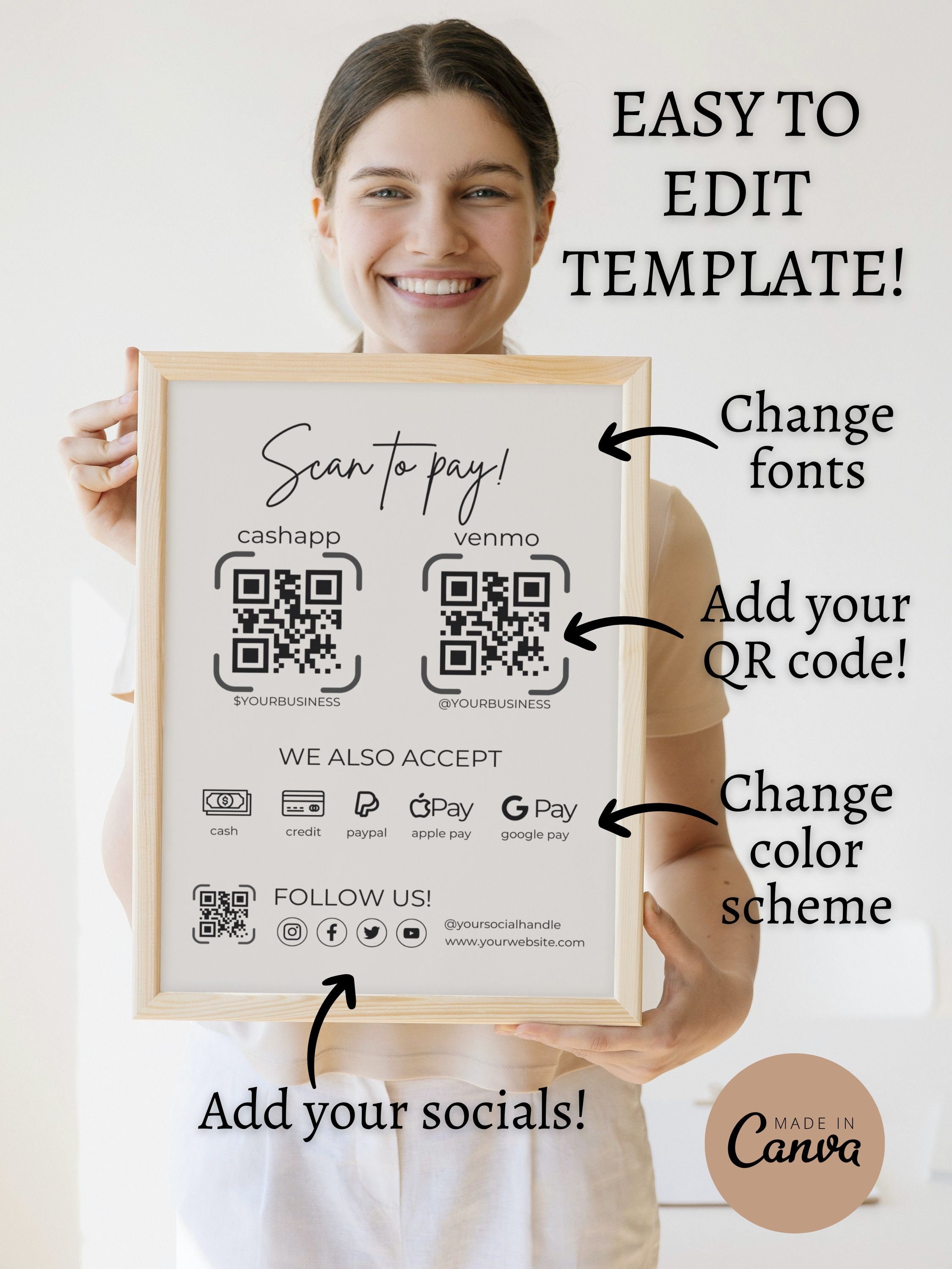 Editable Esthetician QR Code Sign QR Code Template Lash Tech Business ...