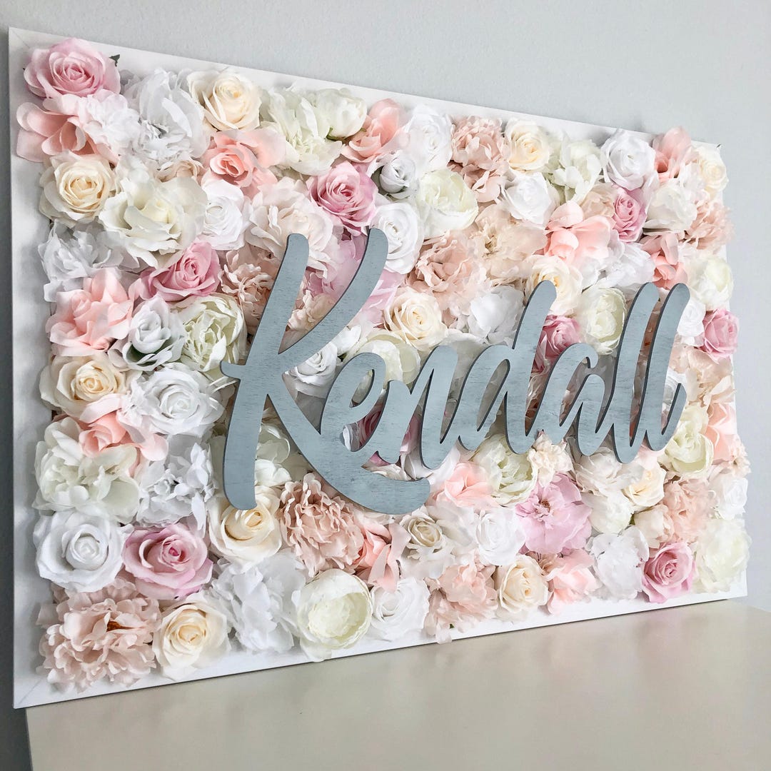 Flower Wall Name Sign Nursery Name Sign Blush Pink Nursery Rose Gold ...