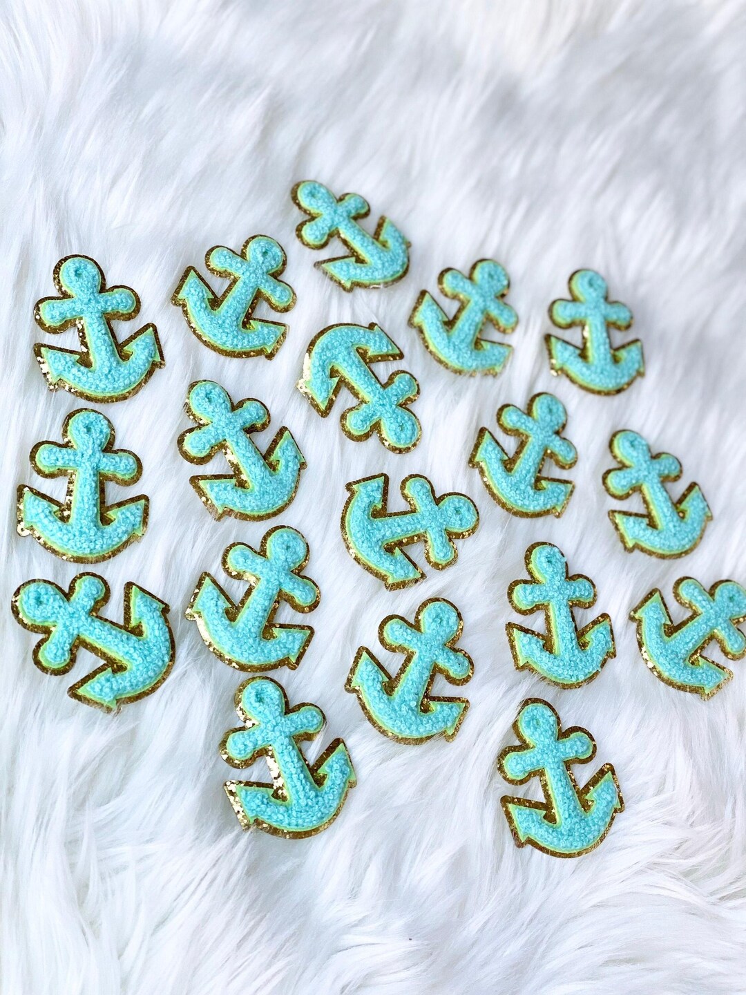 Chenille Patch Anchor Patch Sew on / Iron on Bow Patch Chenille Glitter Patch Navy Anchor Navy ...