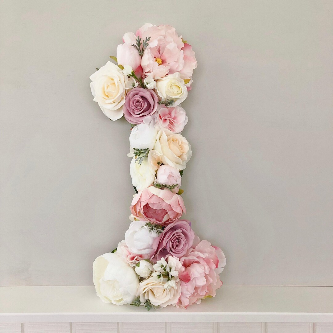 Shabby Chic Birthday Party Decor Vintage Decor Floral Number Flower ...