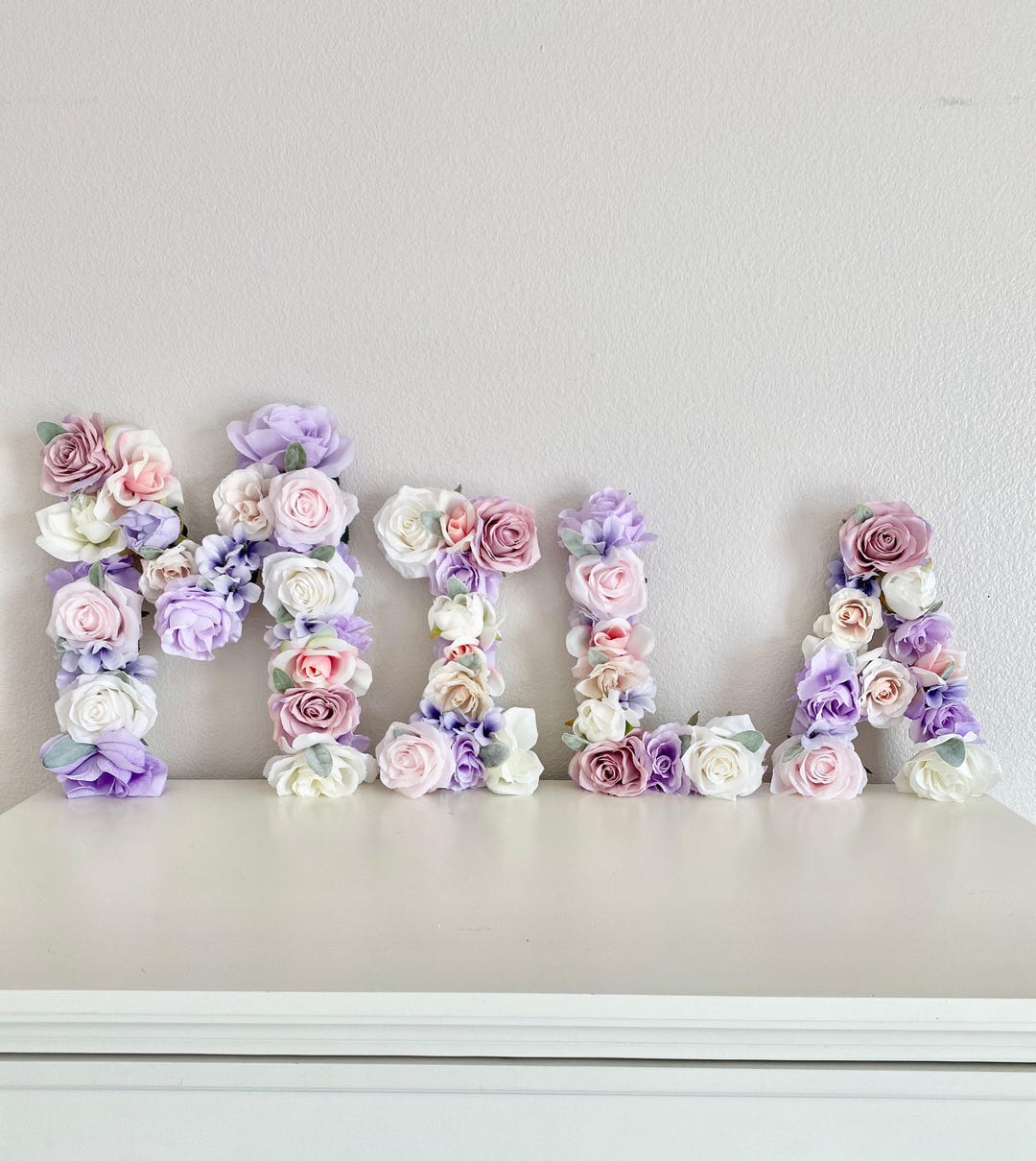 Floral Letter Name Sign Flower Letter Name Decor Flower Wall Name Sign ...