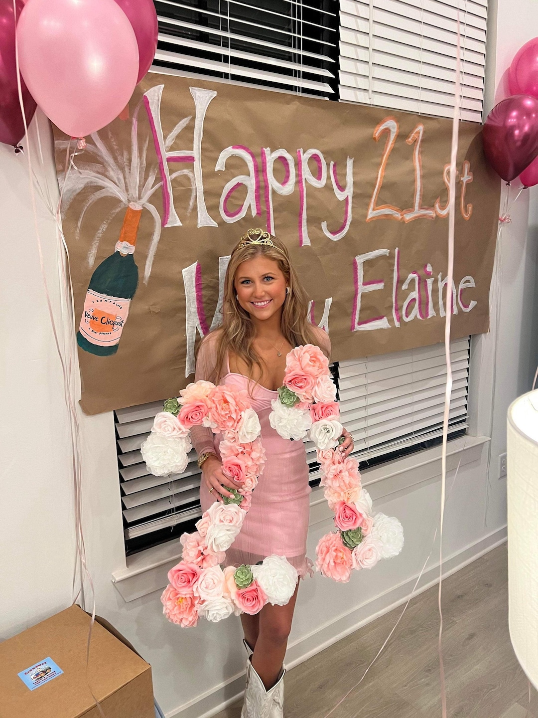 Large Floral Number 21st Birthday Decoration 21st Birthday Girl Decor ...