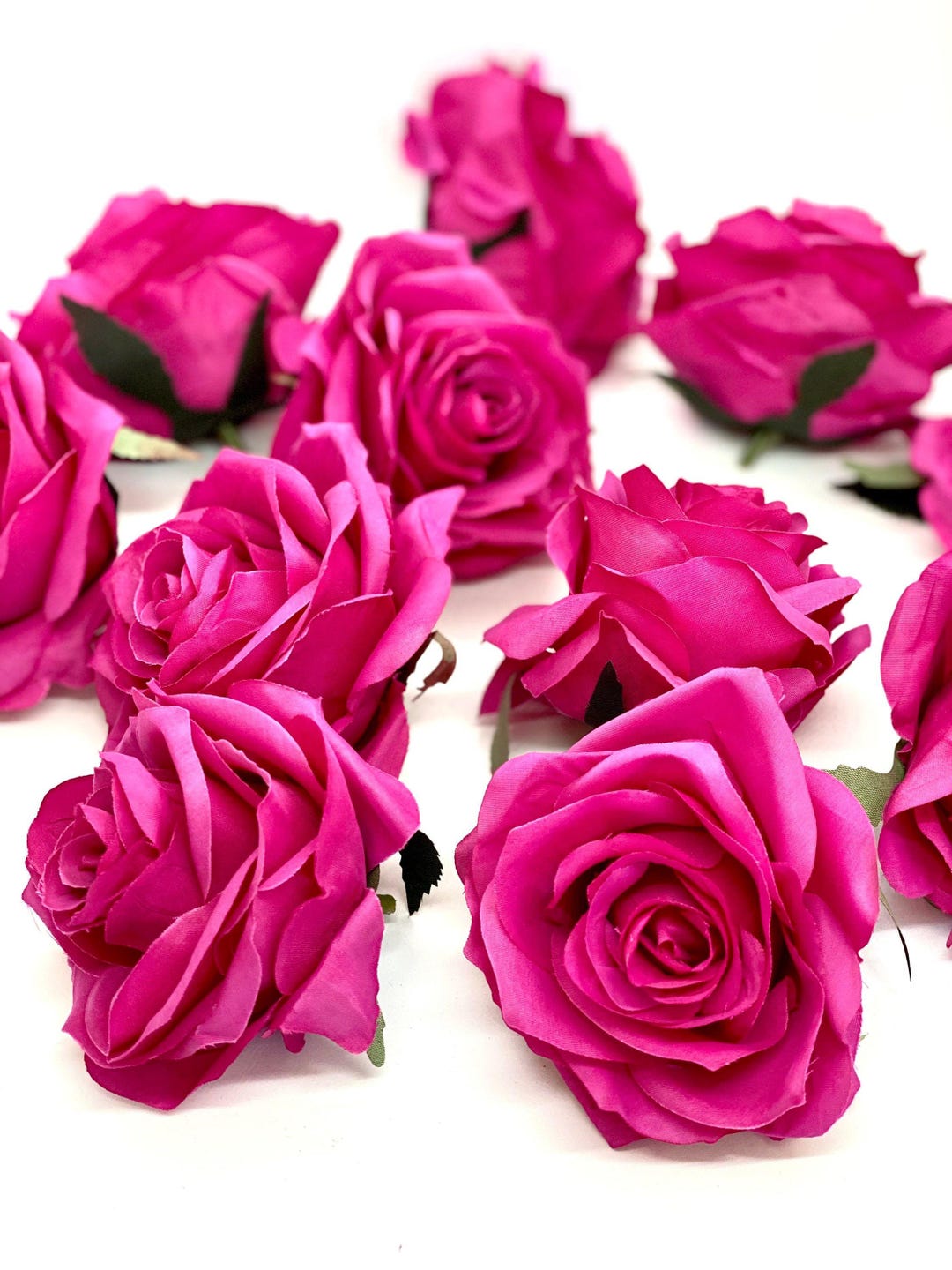 3.5" Artificial Fuchsia Flower Fuchsia Artificial Rose Head Fuchsia ...