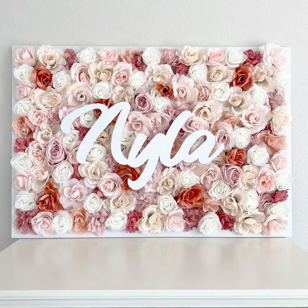Pink and Gold Nursery Decor Flower Wall Decor Floral Letter Name Sign ...