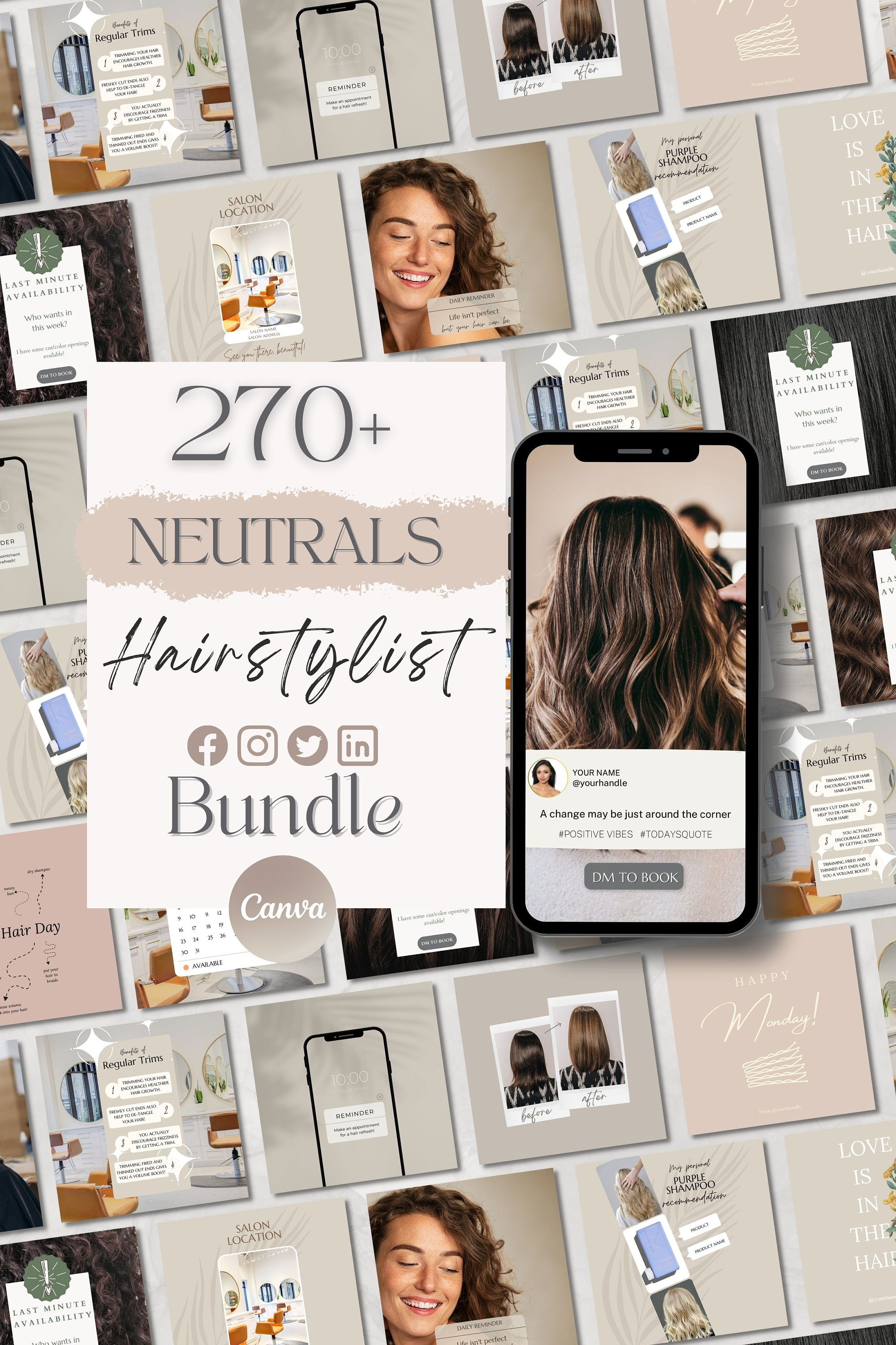 Hairdresser Social Media Template Hair Stylist Instagram - Etsy