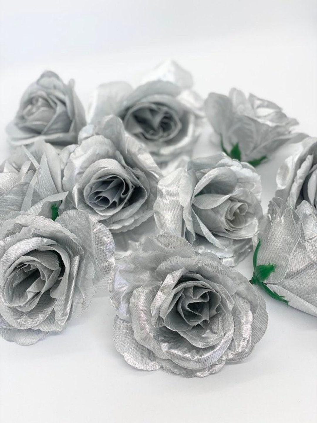 3.5" Metallic Silver Flower Silver Party Decor Silver Wedding Decor ...