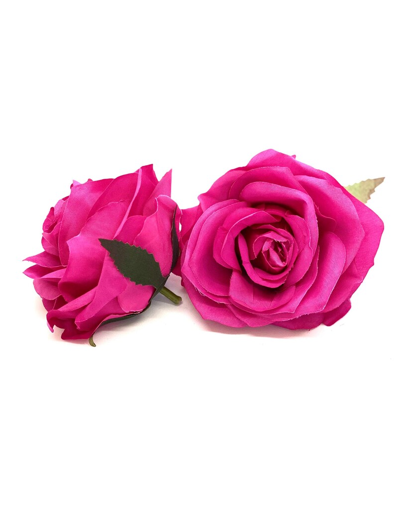 3.5" Artificial Fuchsia Flower Fuchsia Artificial Rose Head Fuchsia ...