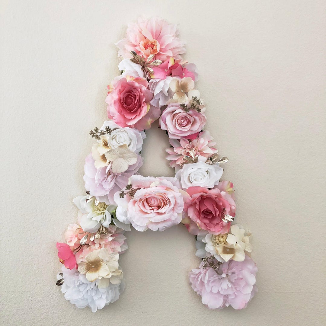 Flower Letter Floral Letter Pink and Gold Name Sign Pink and Gold ...