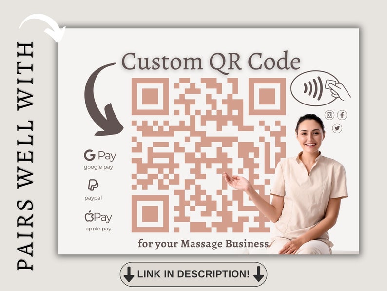 Editable Massage Therapist QR Code Sign QR Code Template - Etsy