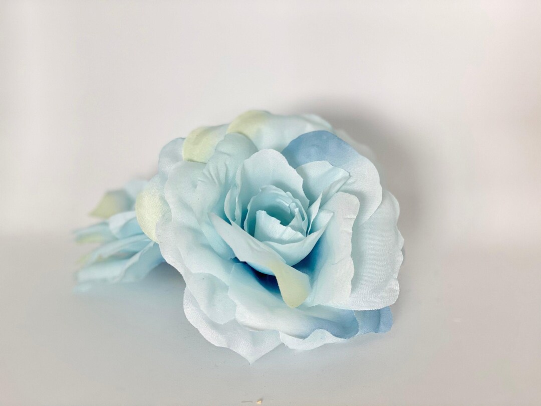 5" Large Light Blue Rose Pale Blue Artificial Rose Light Blue Silk ...