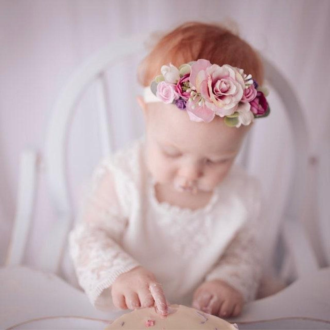 Baby Flower Crown Girl Flower Crown Baby Girl Headband Baby Headband ...