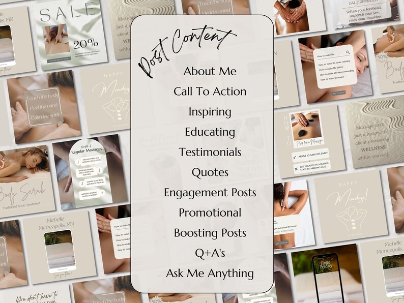 Massage Instagram Template Massage Therapist Massage Template Etsy