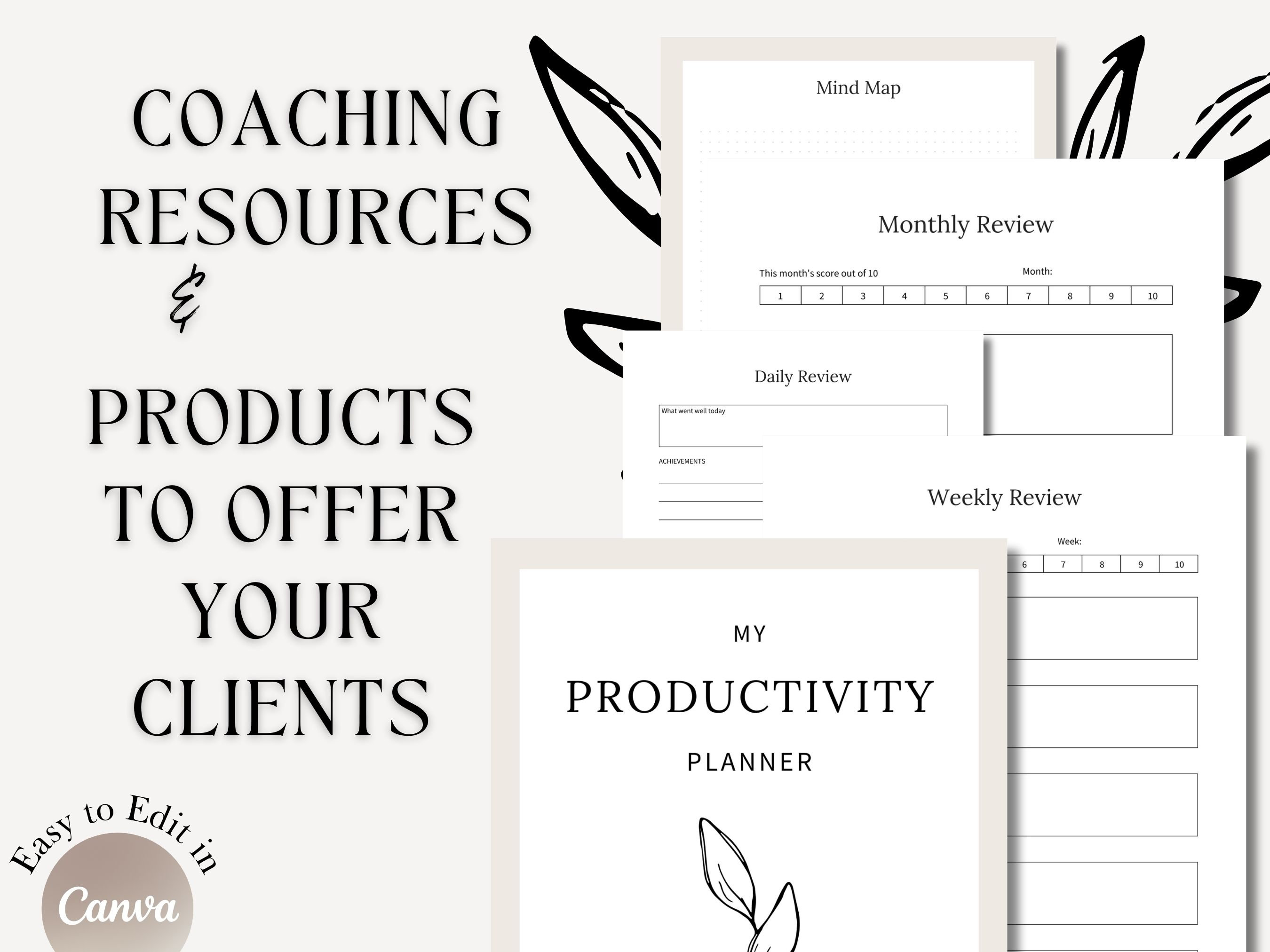 Life Coaching Worksheet Template for Coach ADHD Planner for Coach Template Weekly Planner ...