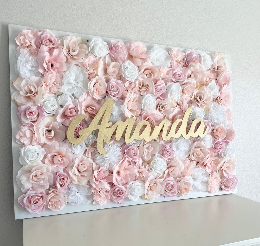 Girl Baby Shower Decor Girl Baby Gift Baby Girl Gift Flower Wall Name ...