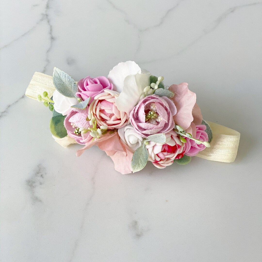 Elastic Baby Flower Crown 1st Birthday Flower Crown First Birthday ...