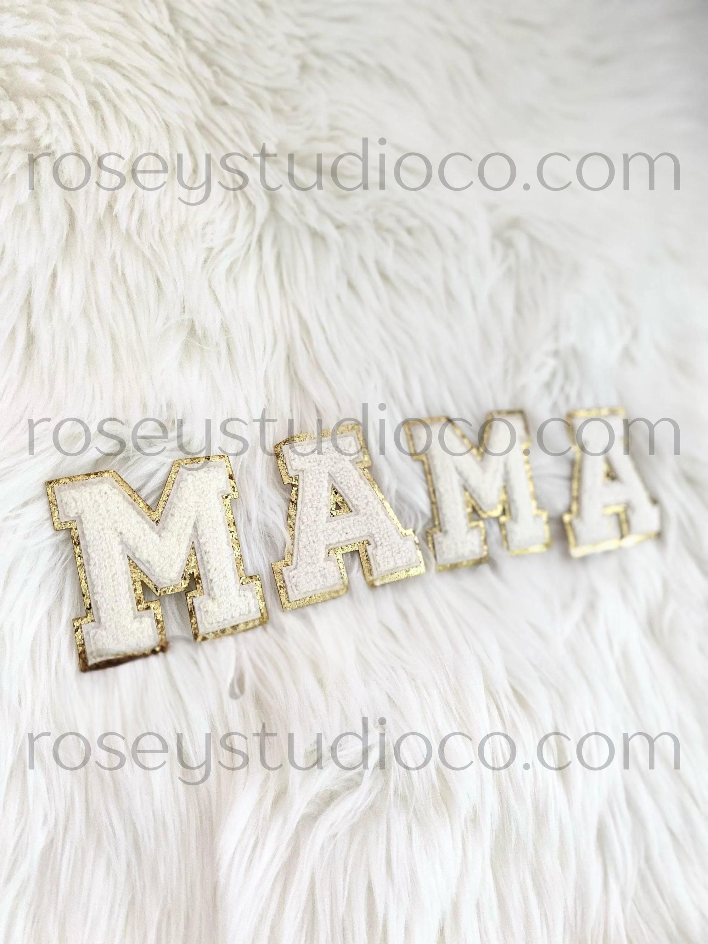 MAMA Letter Patches Sew on Iron on Chenille Patch Baby Shower Decor Mom ...