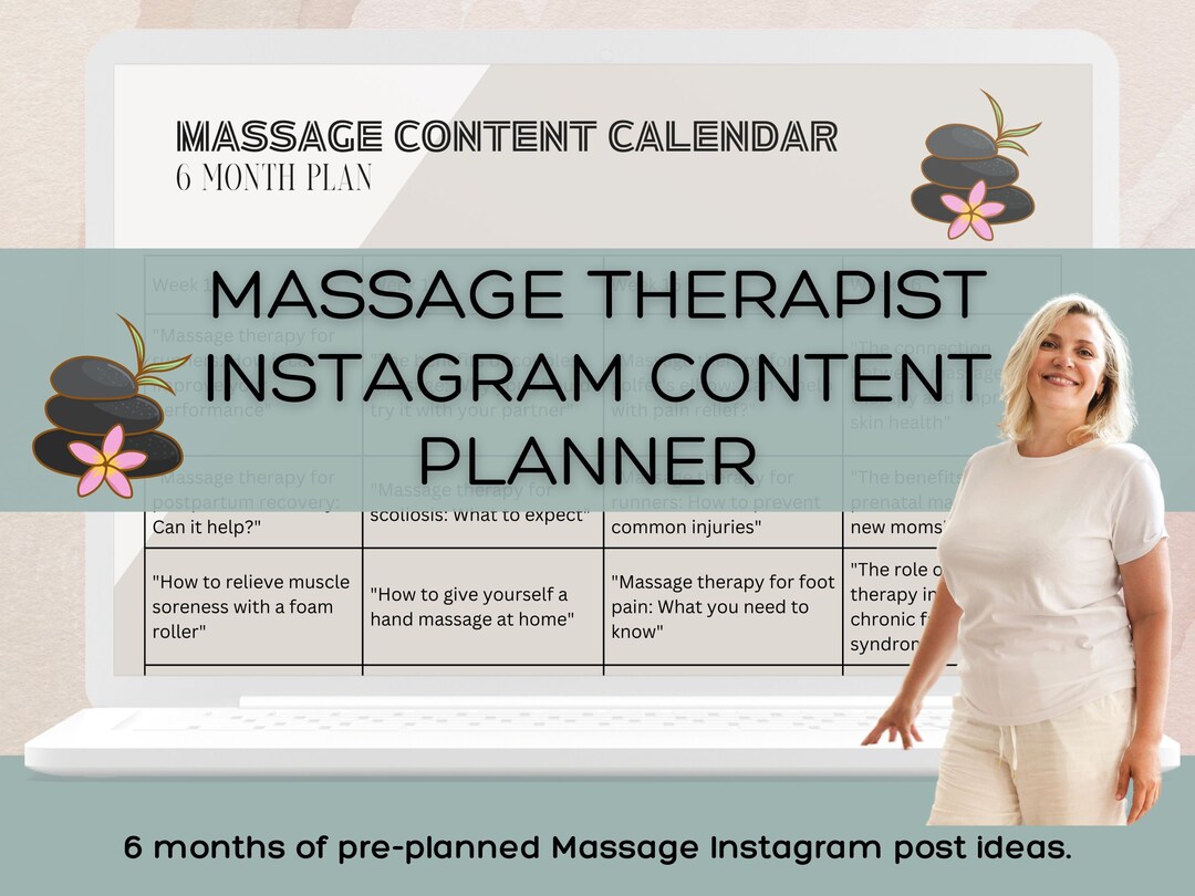 Massage Therapist Content Planning Calendar Massage Therapy - Etsy