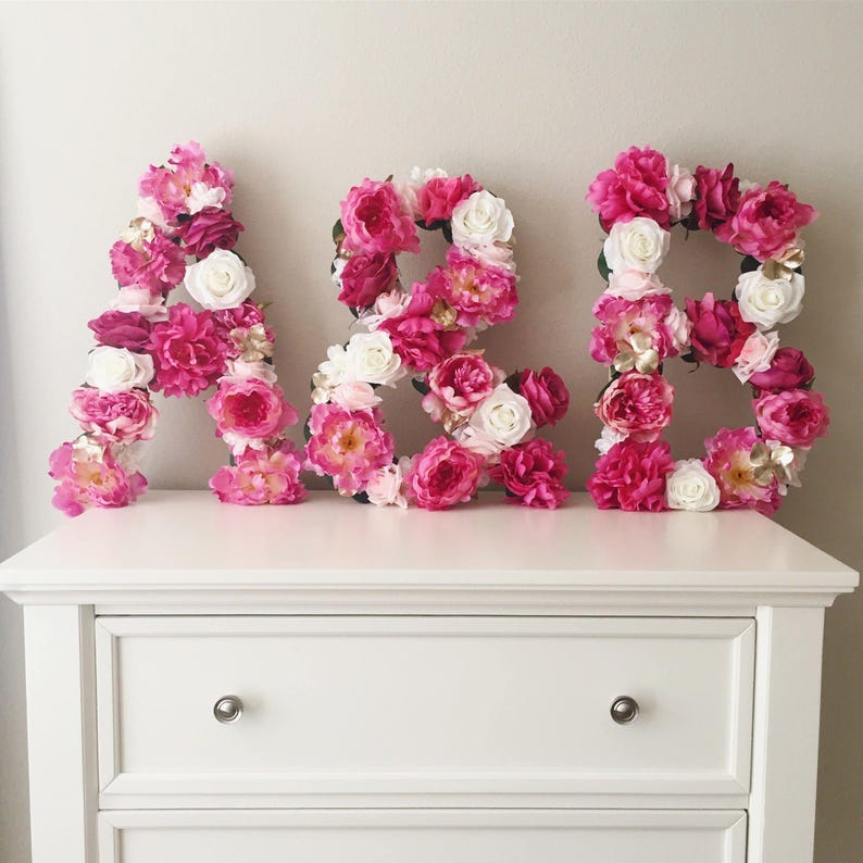 Wedding Monogram Floral Monogram Flower Monogram Wedding Letter Floral ...