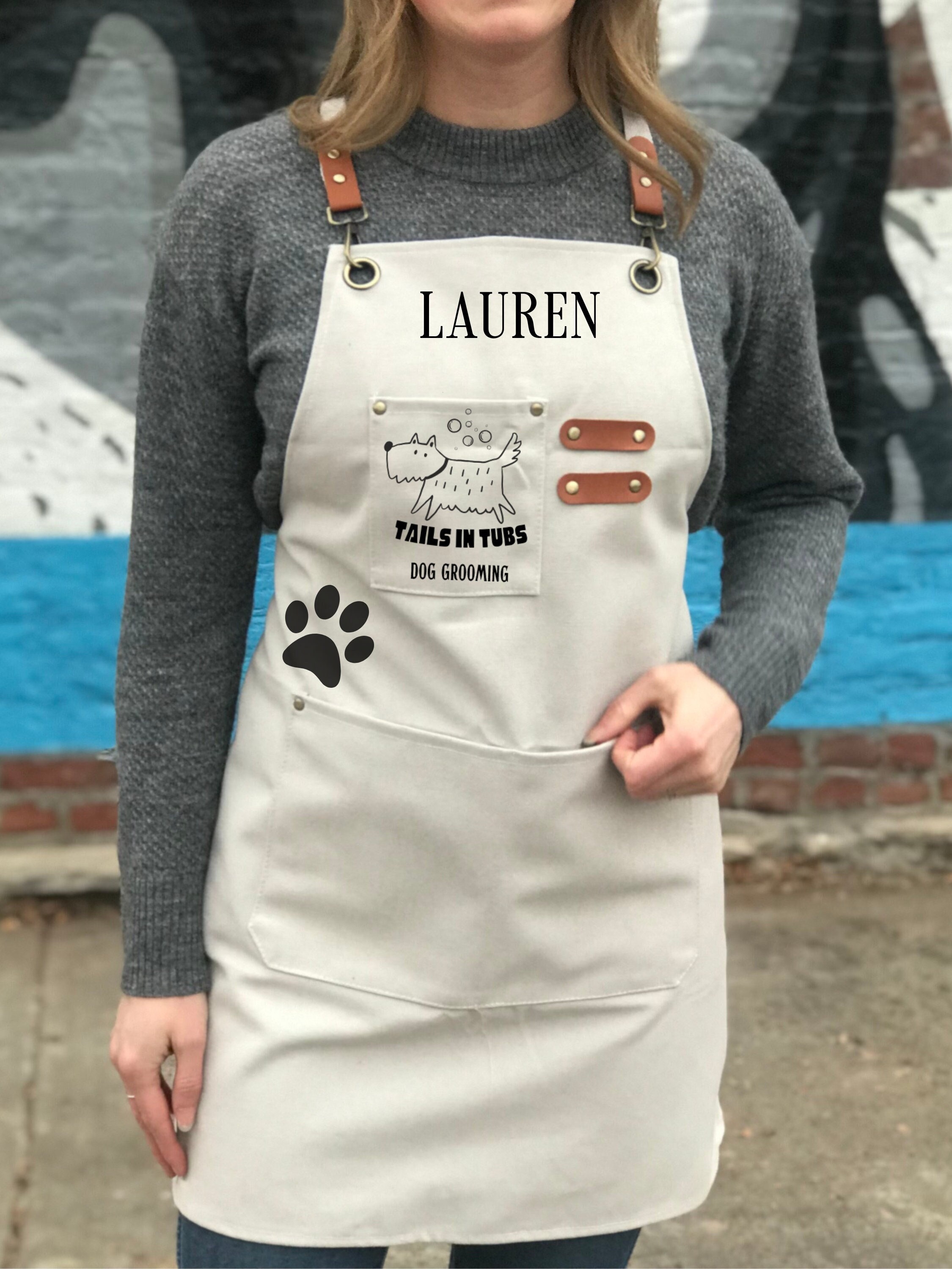 Custom Apron Logo for Groomer Gift Idea for Dog Groomer Apron for Pet ...