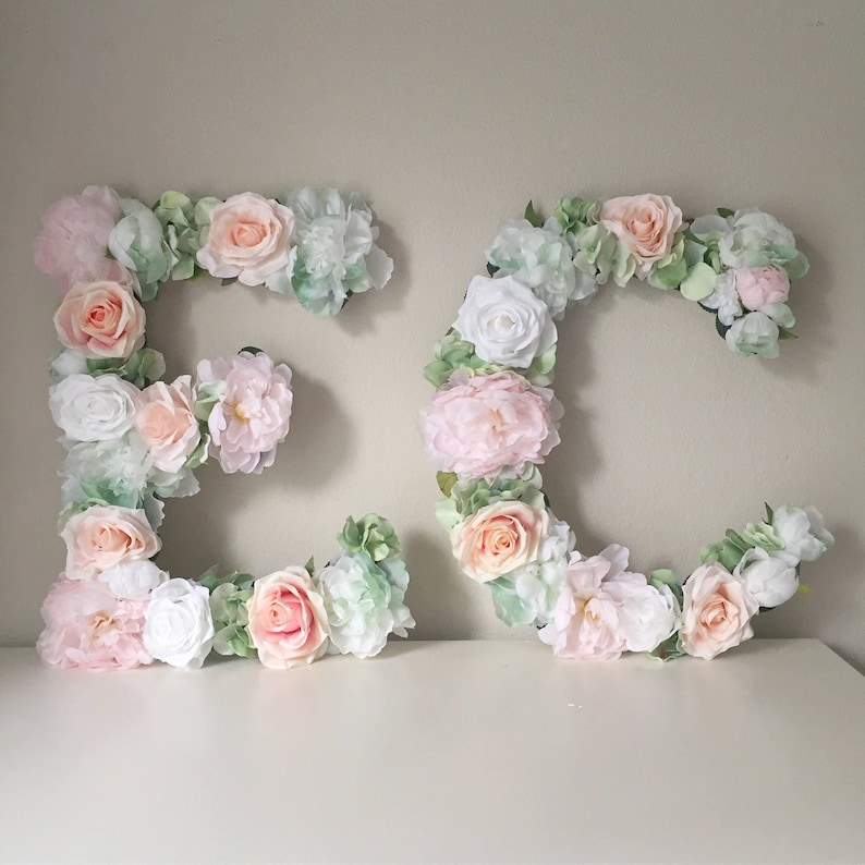 White Floral Letter White Flower Decor White Wedding Flower Decor ...