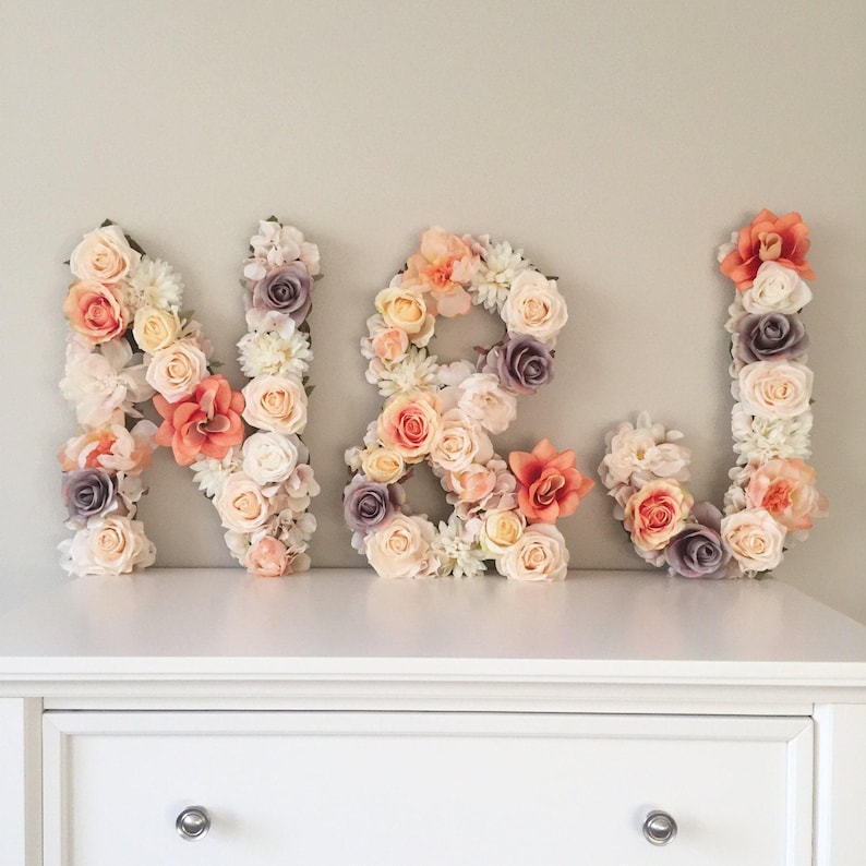 Floral Letter Monogram Flower Letter Floral Monogram Letter Nursery ...