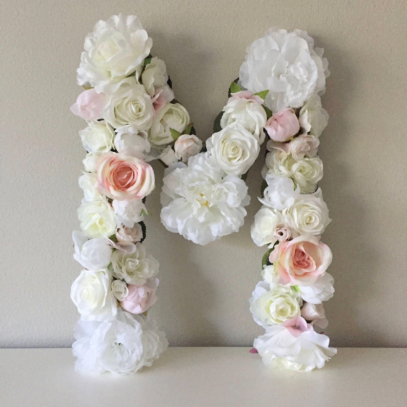 White Floral Letter White Flower Decor White Wedding Flower Decor ...