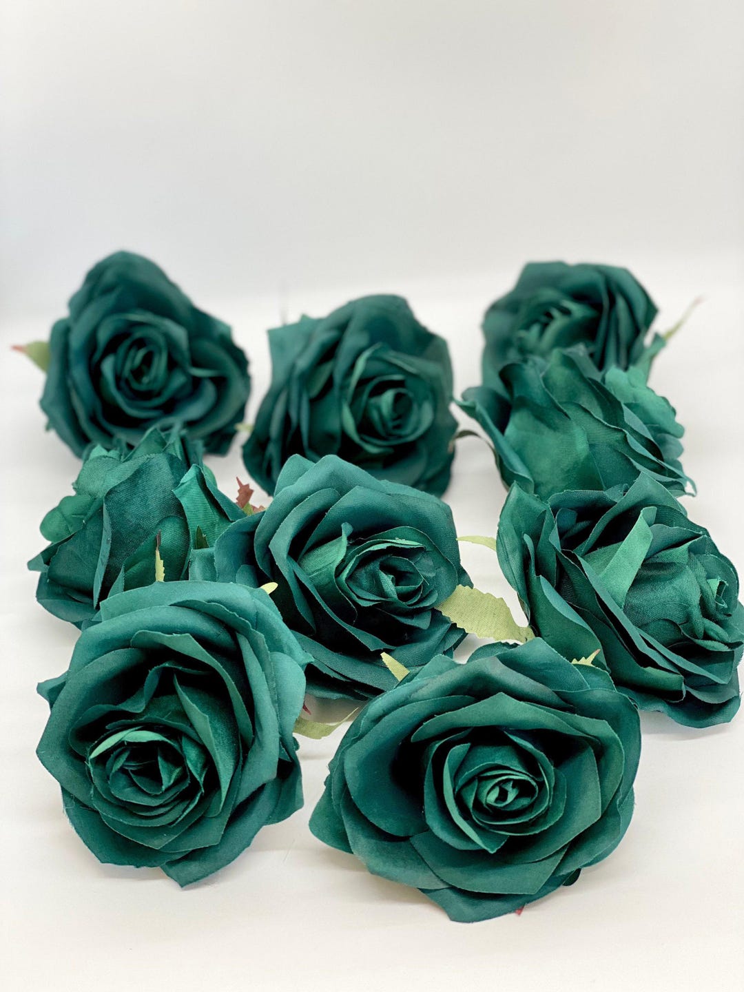 3.5" Emerald Artificial Rose Emerald Rose Dark Green Rose Forest Green Rose Emerald Silk Flower ...