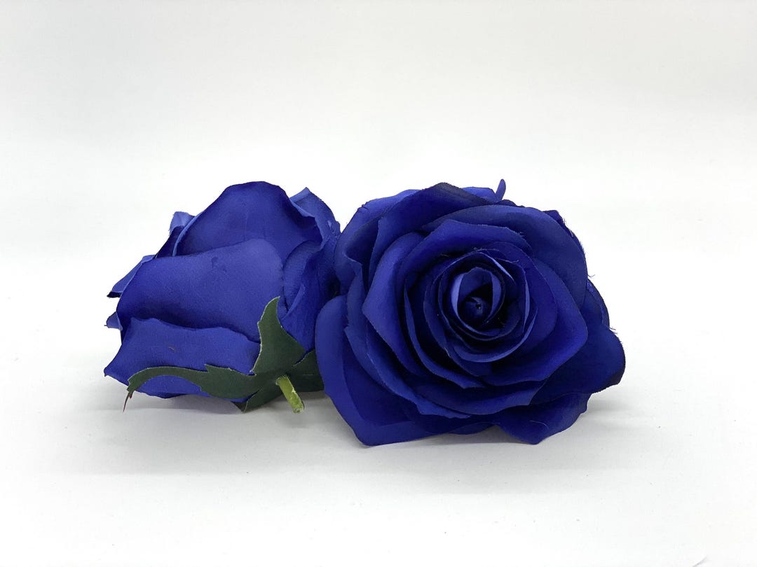3.5" Deep Blue Artificial Rose Royal Blue Artificial Flower Blue Silk ...