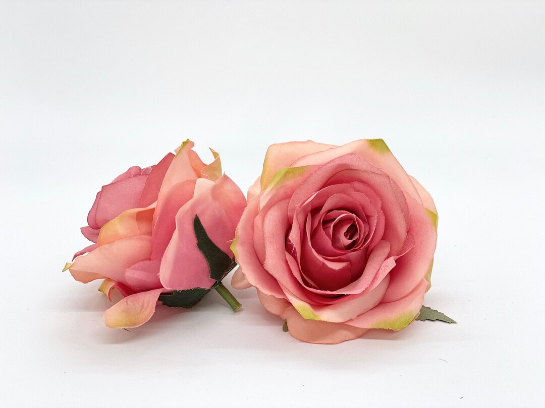 3.5" Artificial Faded Red Rose Head Light Red Rose Red Silk Flower Red ...