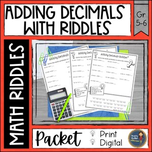 Adding Decimal Math Riddles Fun No Prep Worksheets Digital and Print ...