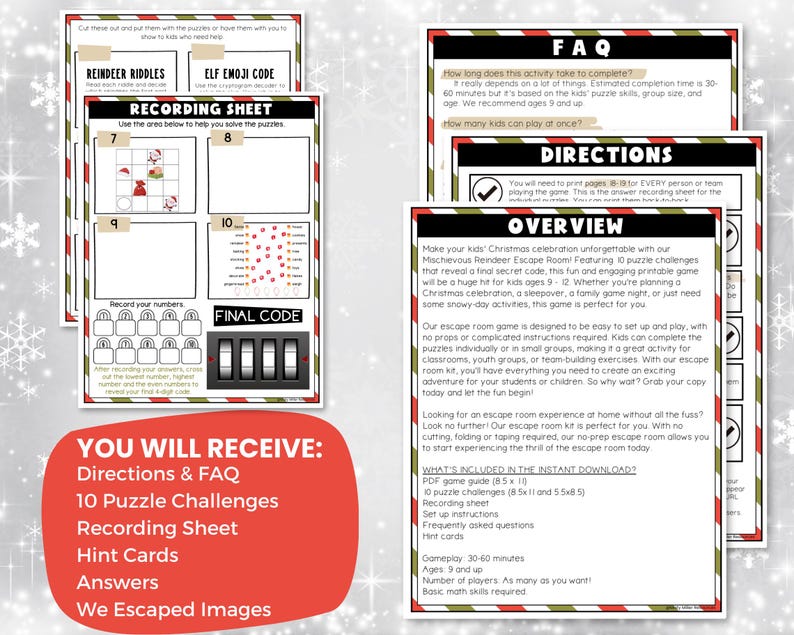 Mischievous Reindeer Escape Room for Tweens and Kids - Christmas Escape ...