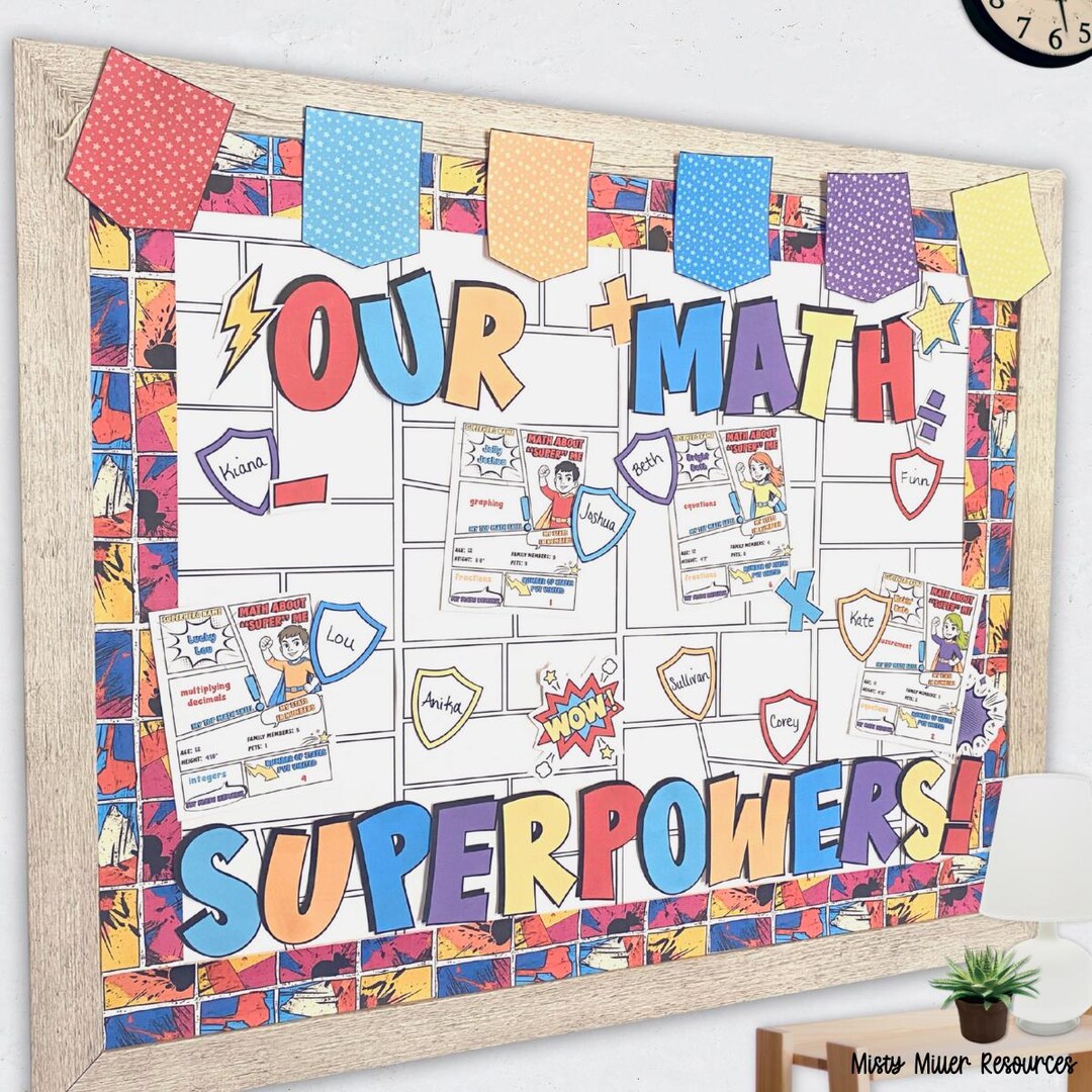 Back to School Bulletin Board Kit - Math Superpowers - Math Classroom ...
