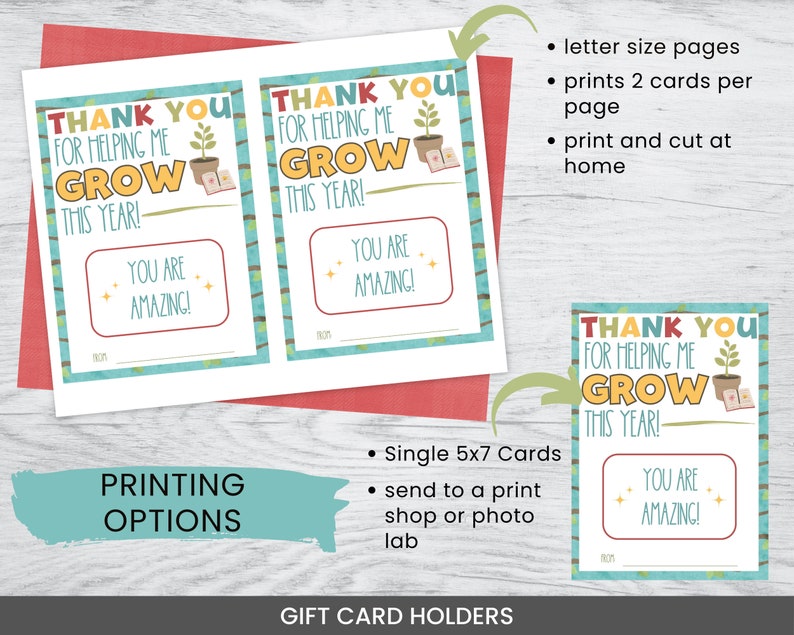 Teacher Appreciation Gift Card Holders Set 2 - Printable Instant ...