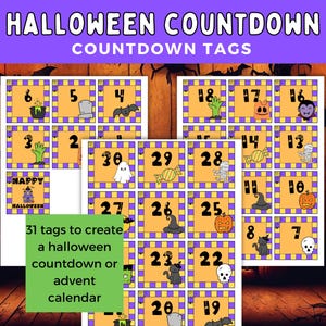 Halloween Printable Advent Calendars for Kids - Color Page, Countdown ...