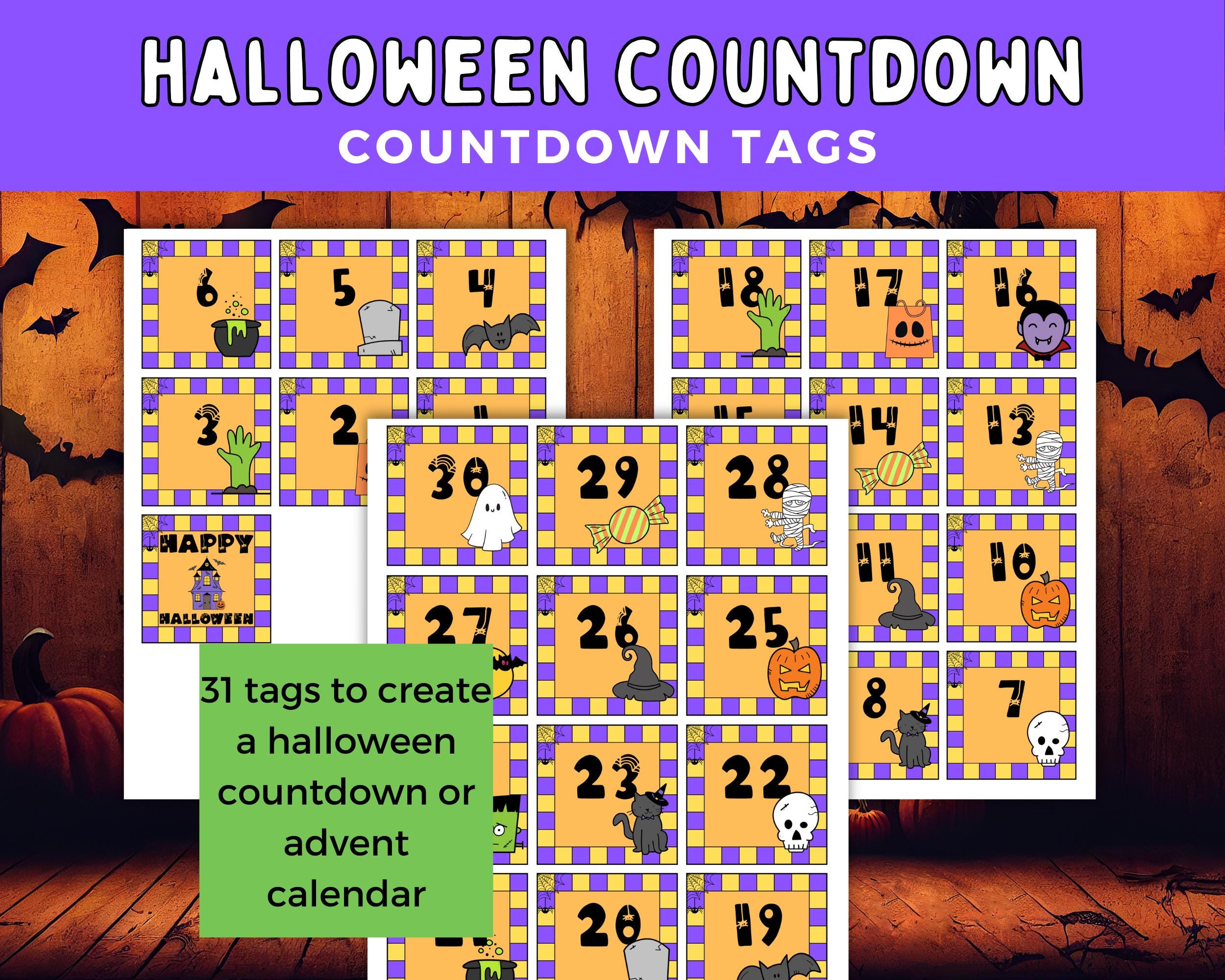 Halloween Printable Advent Calendars for Kids - Color Page, Countdown ...