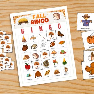 Fall Bingo Game 40 Printable Bingo Cards Autumn Fall Game for Kids ...
