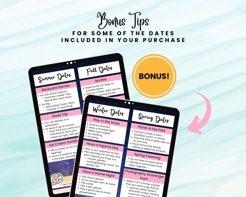 50 Date Ideas on Tear off Flyers - Seasonal Date Night Fun - Etsy