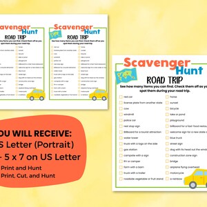 Road Trip Scavenger Hunt Printables - Family Printable Game for ...