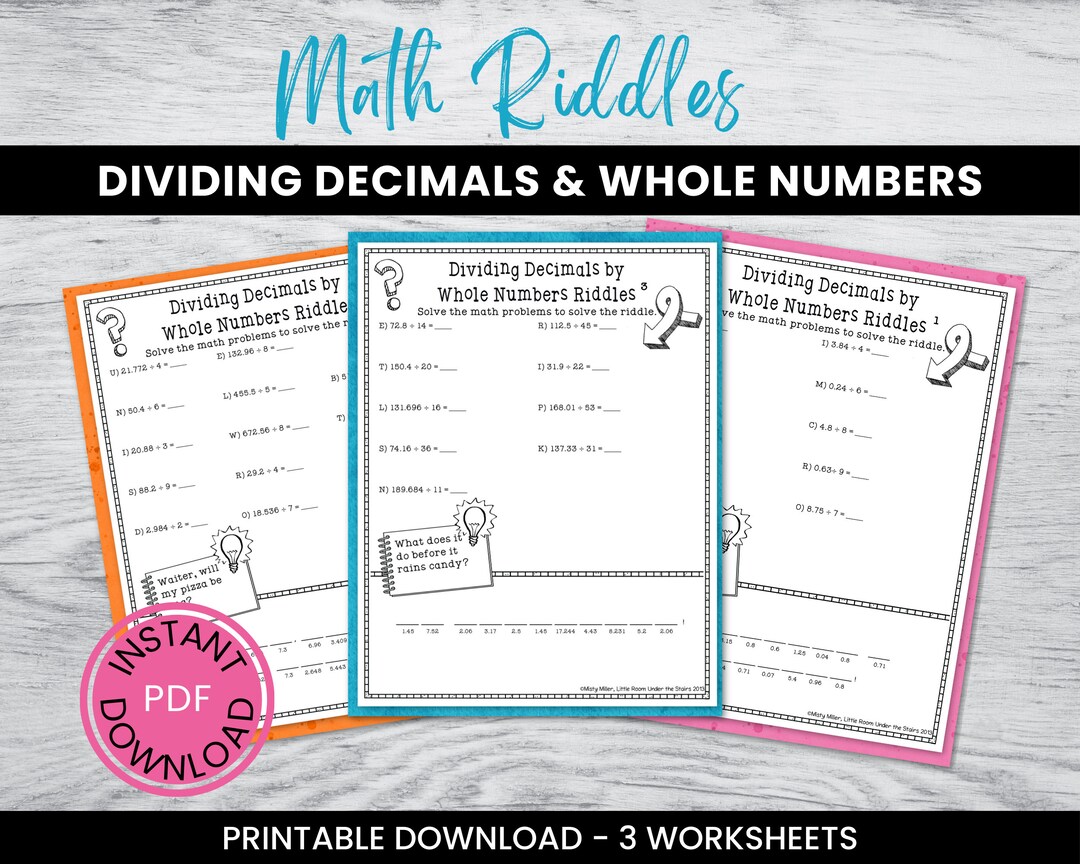 Fun Math Puzzles for 5th Grade & 6th Grade - Dividing Decimals and ...