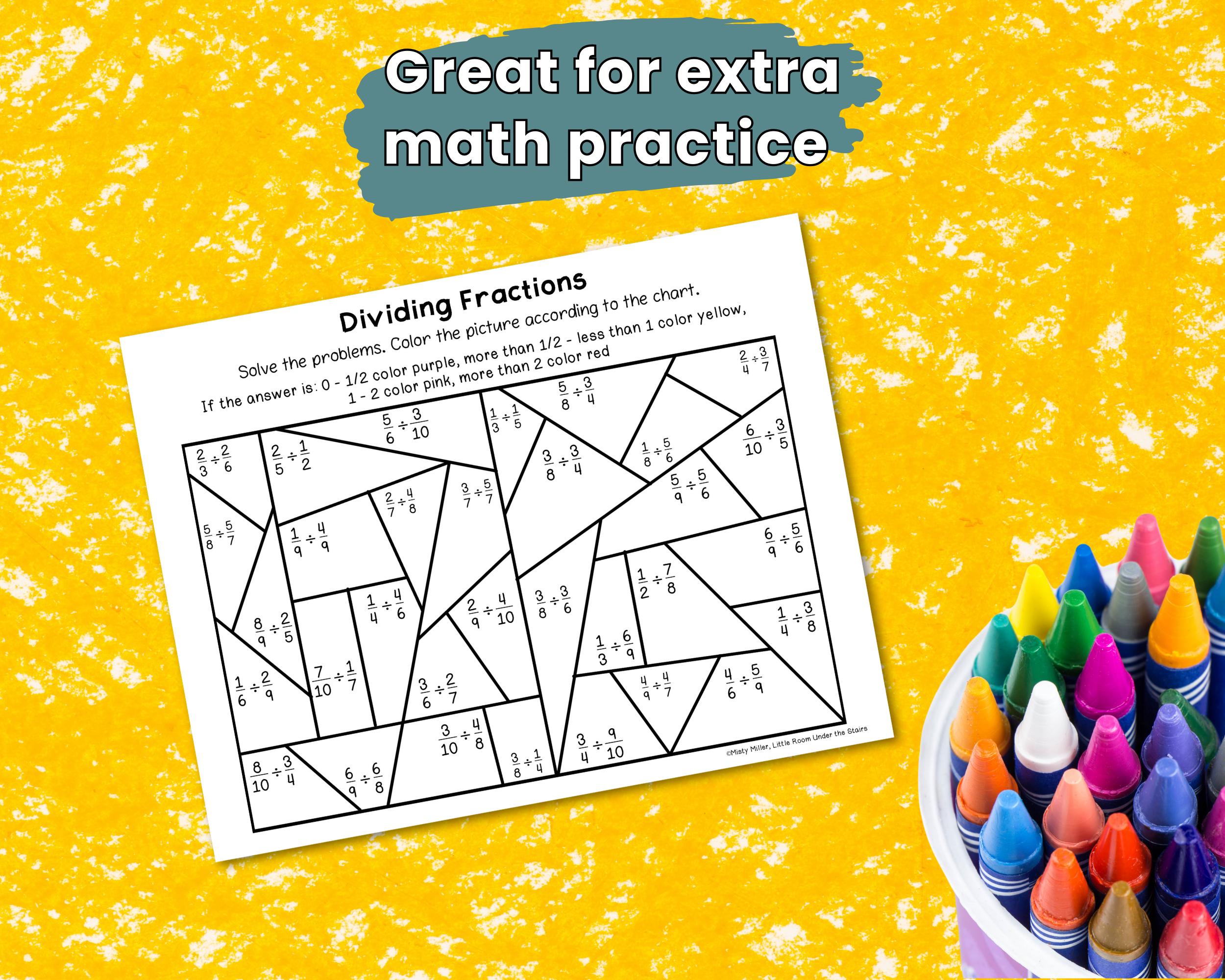 Fraction Operations Math Color by Number Pages - Math Worksheets - No ...