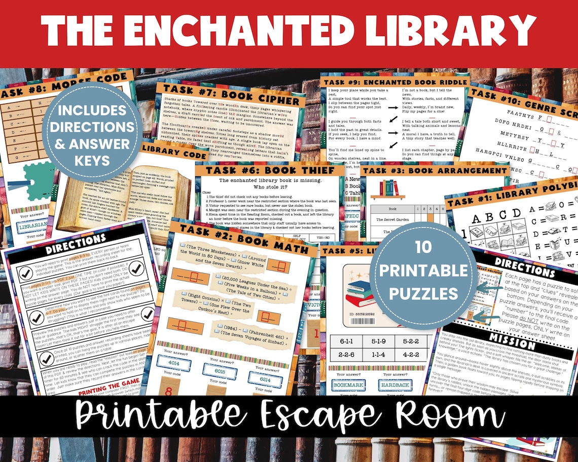 Printable Escape Room for Tweens, Teens, & Kids - the Enchanted Library ...